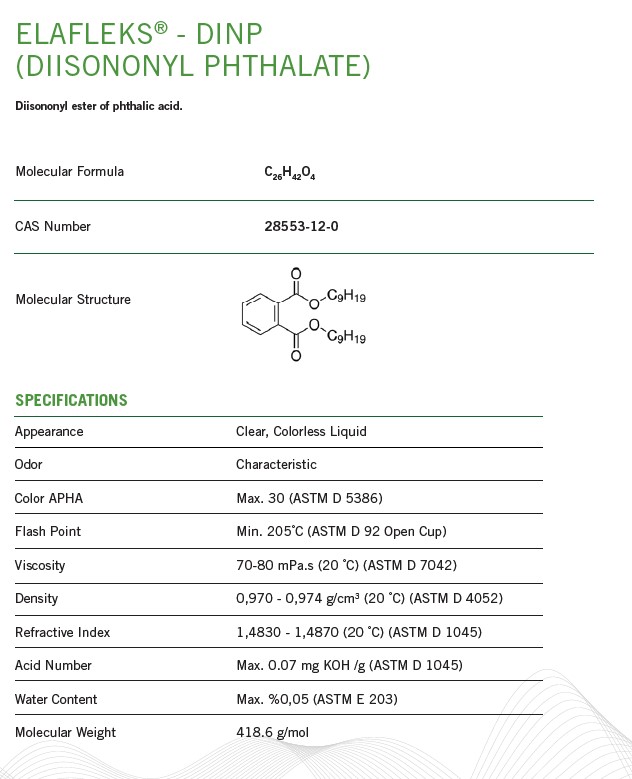 ELAFLEKS® - DINP (DIISONONYL PHTHALATE) - Ela Kimya